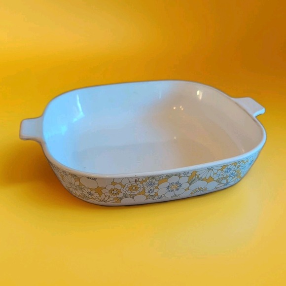 Corningware | Kitchen | Vntg Corning Ware Dish Pb Yellow Floral Bouquet ...